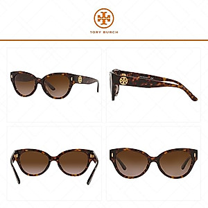 Tory Burch TY7168U 172813 52MM Dark Tortoise/Brown Gradient Cateye Sunglasses for Women + BUNDLE With Designer iWear Eyewear Kit