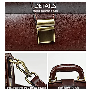 Erivis Genuine Leather Doctor BagTop Handle Purses Cowhide Handbag Brown Shoulder Bag Buckle Women's Bag