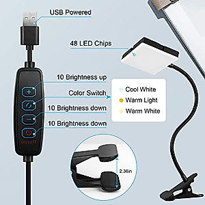LED Desk Light, Video Conference Lighting Kits Clip on Laptop Monitor with Removable Clamp, 3 Color 10 Dimming Level for Webcam Lighting/Zoom Lighting/Remote Working/Reading/and Live Streaming