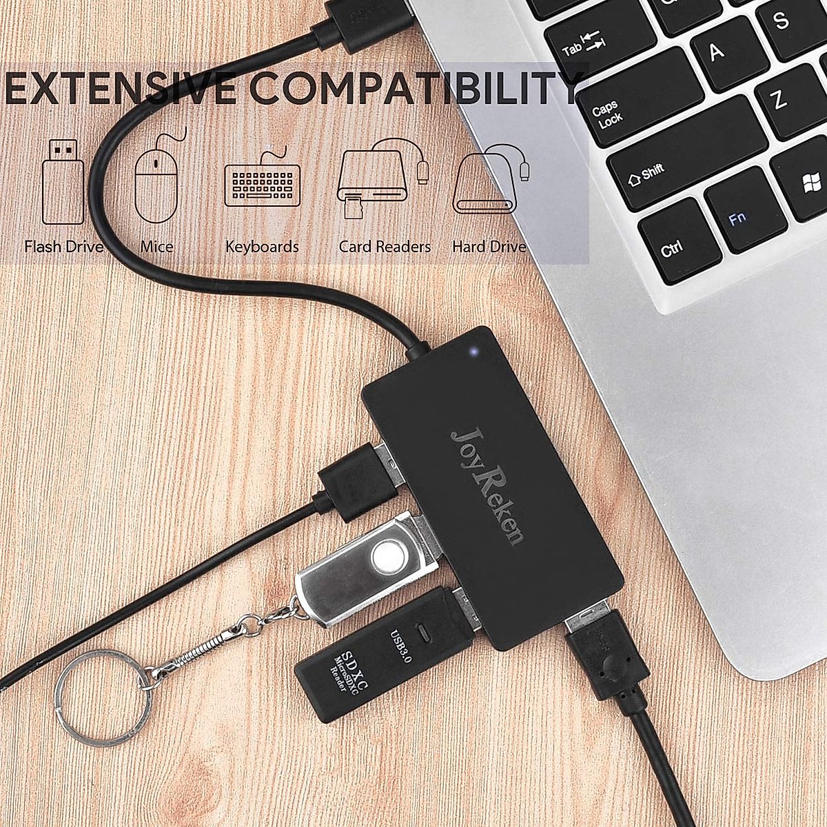 USB 3.0 Hub, JoyReken Ultra Slim 4-Port USB 3.0 Data Hub Portable Super Speed for MacBook, Mac Pro/Mini, iMac, XPS, Surface Pro, Notebook, PC, USB Flash Drives, Mobile HDD, and More[Upgraded]