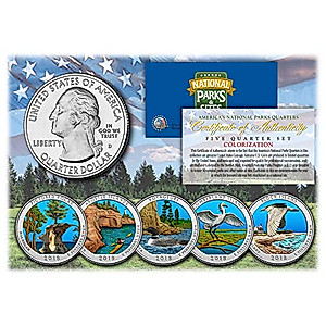 2018 America The Beautiful Colorized Quarters U.S. Parks 5-Coin Set w/Capsules