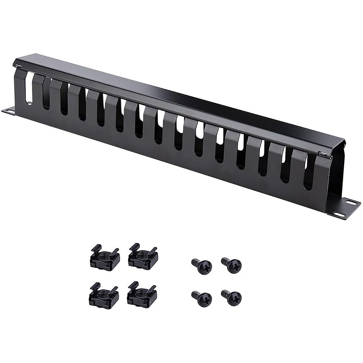 StarTech.com Horizontal 1U Server Rack Cable Management Finger Duct w/ Cover - 19" Network Rack Wire Duct Raceway Panel - Slotted Wire Duct (CMDUCT1UX)