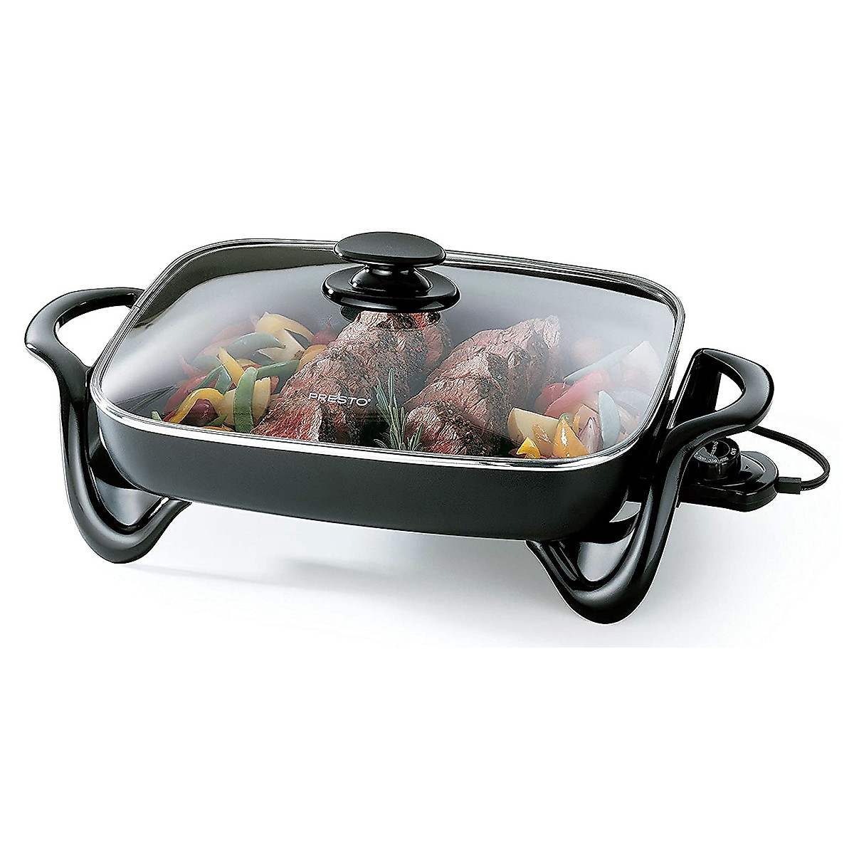Presto Electric Skillet 1500 W 16 In. Cast Aluminum, Non-Stick Inside & Out, With Glass Cover