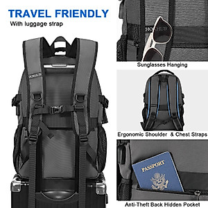 HORHUB Laptop Travel Backpack for Men Women, Anti Theft Business Backpack fits 17 Inch Notebook, Slim Sakteboard Backpack with USB Charging Port, College Bookbag Tech Backpack Teens Boys Gifts, Grey