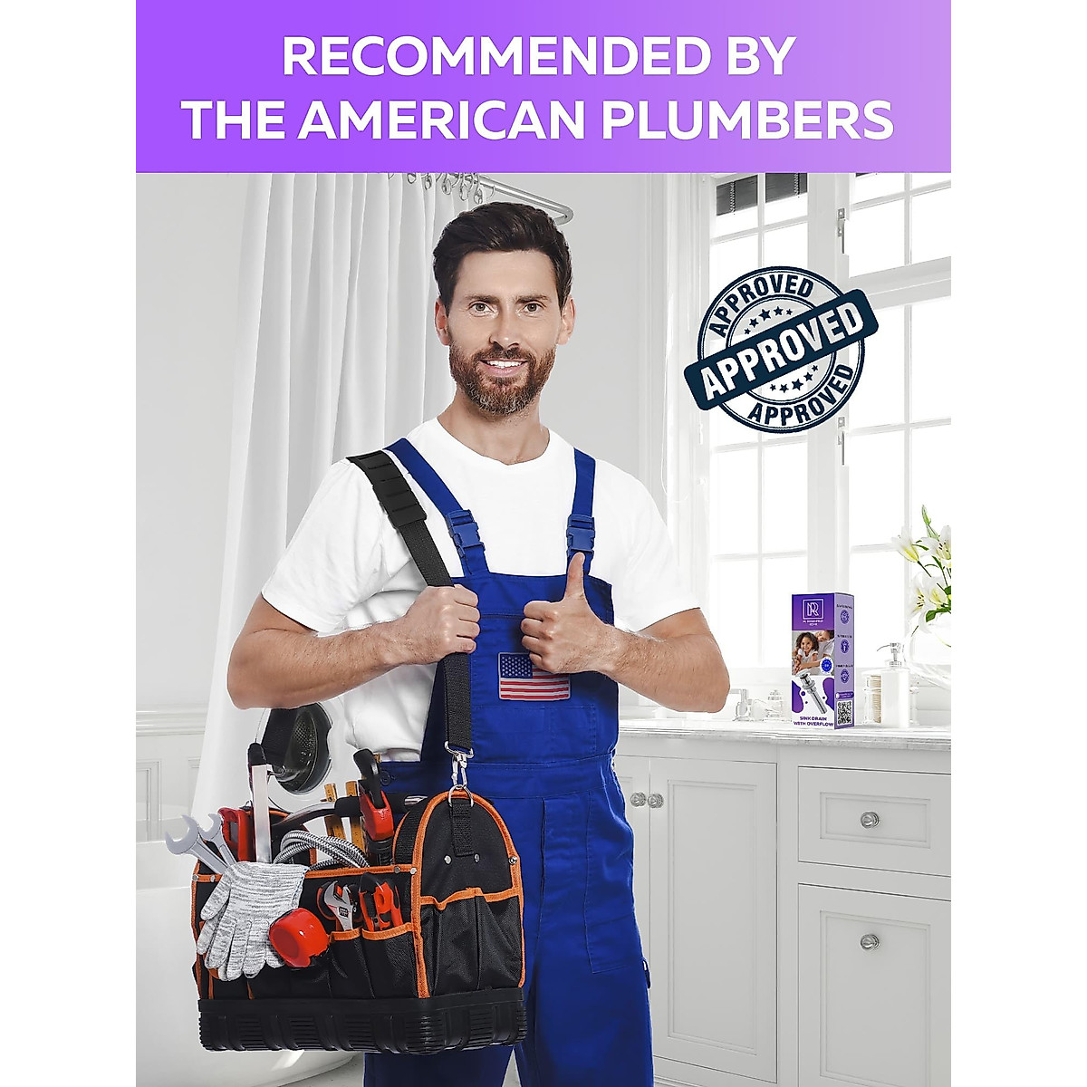 Premium Pop Up Drain with Overflow 1.6"- 1.9" Universal Bathroom Drain Kit - Chrome Bathroom Sink Drain with Overflow All Metal Rustproof Brass and 304 Stainless Steel - Push Button Sink Drain