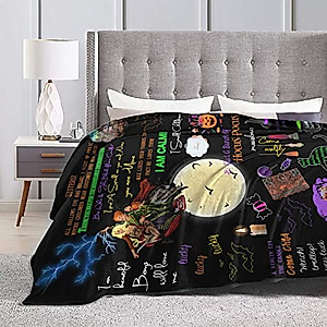 Hocus Pocus Blanket Halloween Throw Flannel Fleece Blankets Sanderson Sisters Soft Plush Blanket for Couch Sofa Bed Home Decorations 50"x40"