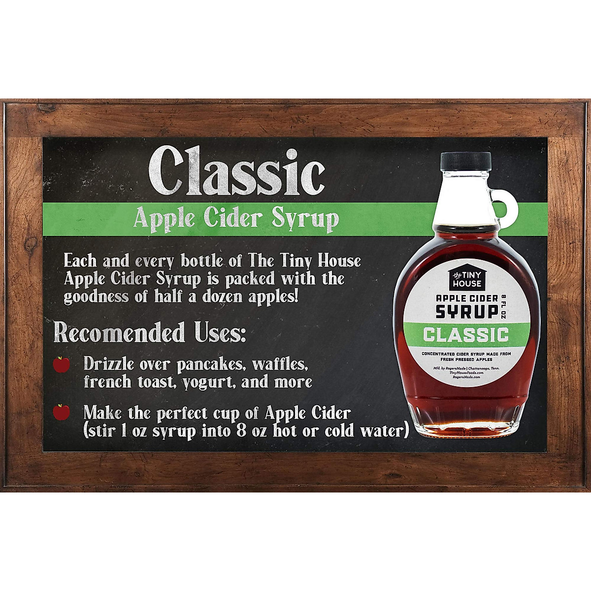 The Tiny House Classic Apple Cider Syrup | Handmade Concentrated Cider Syrup from Fresh Pressed Apples | A Perfect Breakfast Syrup & Pancake Syrup | Proudly Made in the USA | 8 Ounce Bottle