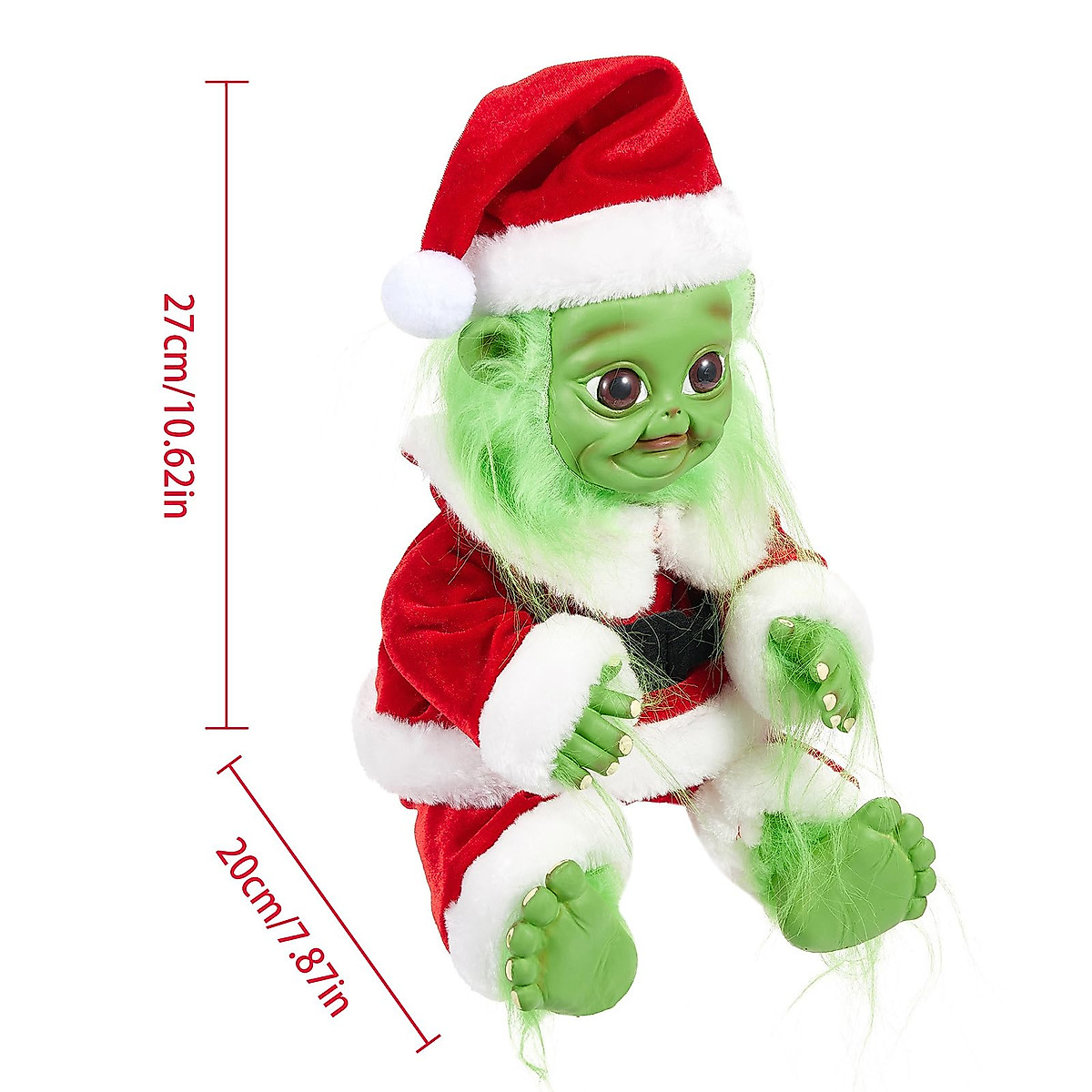 TRURENDI Christmas Plush Toy Green Furry Ghost Doll Cartoon Latex Ugly Doll Decorative Toys for Girls Boys, 7.87Inches (Red Black1, 28cm)