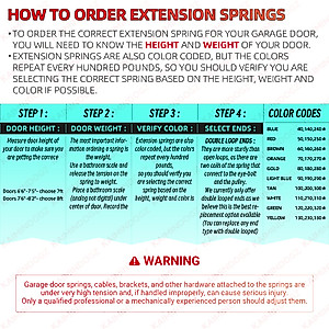 KaiMinDogz Pair of 100lb. Heavy Duty Garage Door Extension Springs Stretch Springs, 25" Long,Double Loop Ends, High Precision Electrophoresis Black Coated, MIN 16,000 Cycles, for 7ft High Garage Doors