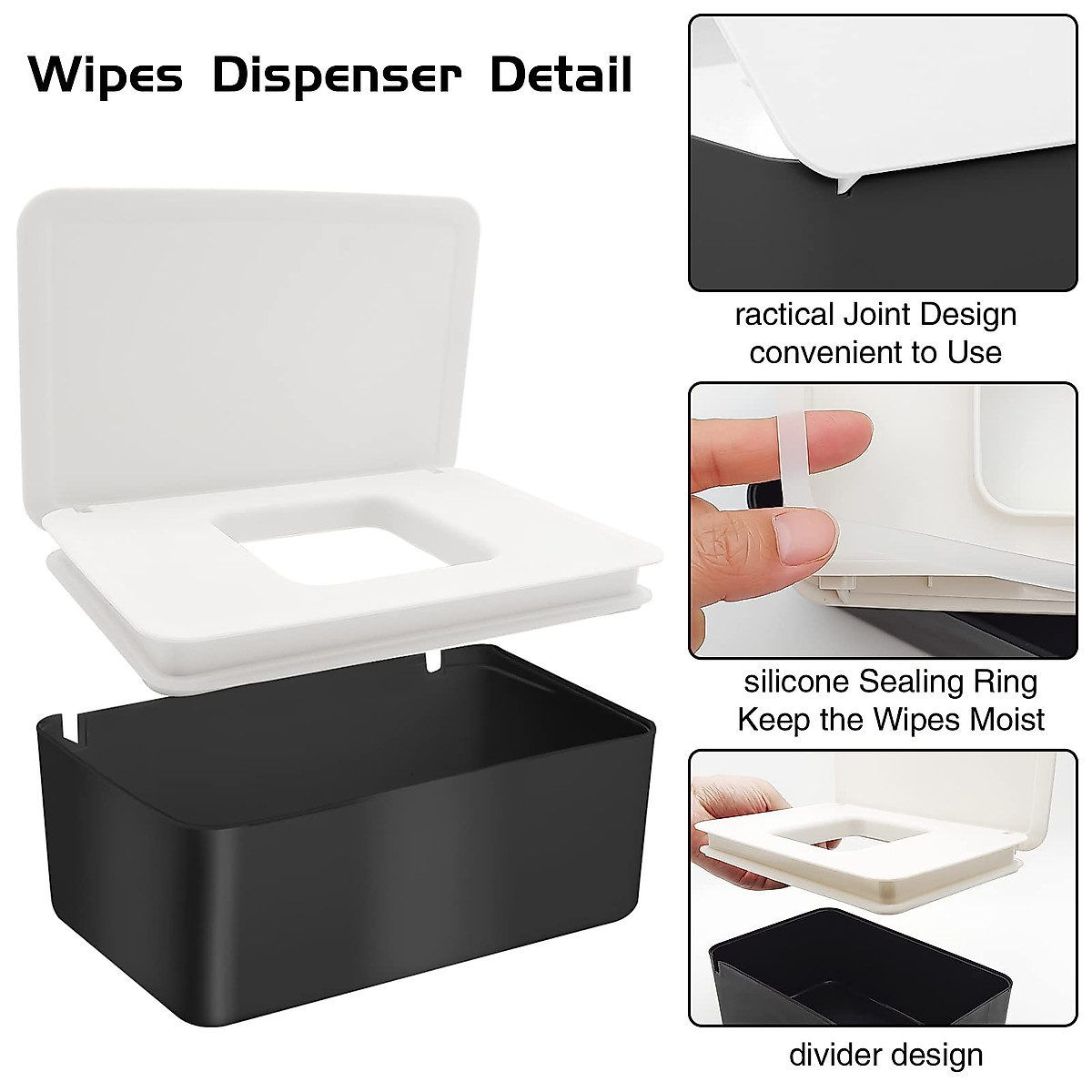 2 Pack Baby Wipe Dispenser, Portable Wet Wipe Pouch, Reusable & Refillable Reusable Travel Wet Wipe Pouch for Bathroom Baby Nursery with Cover Sealed Plastic Mask Storage Box
