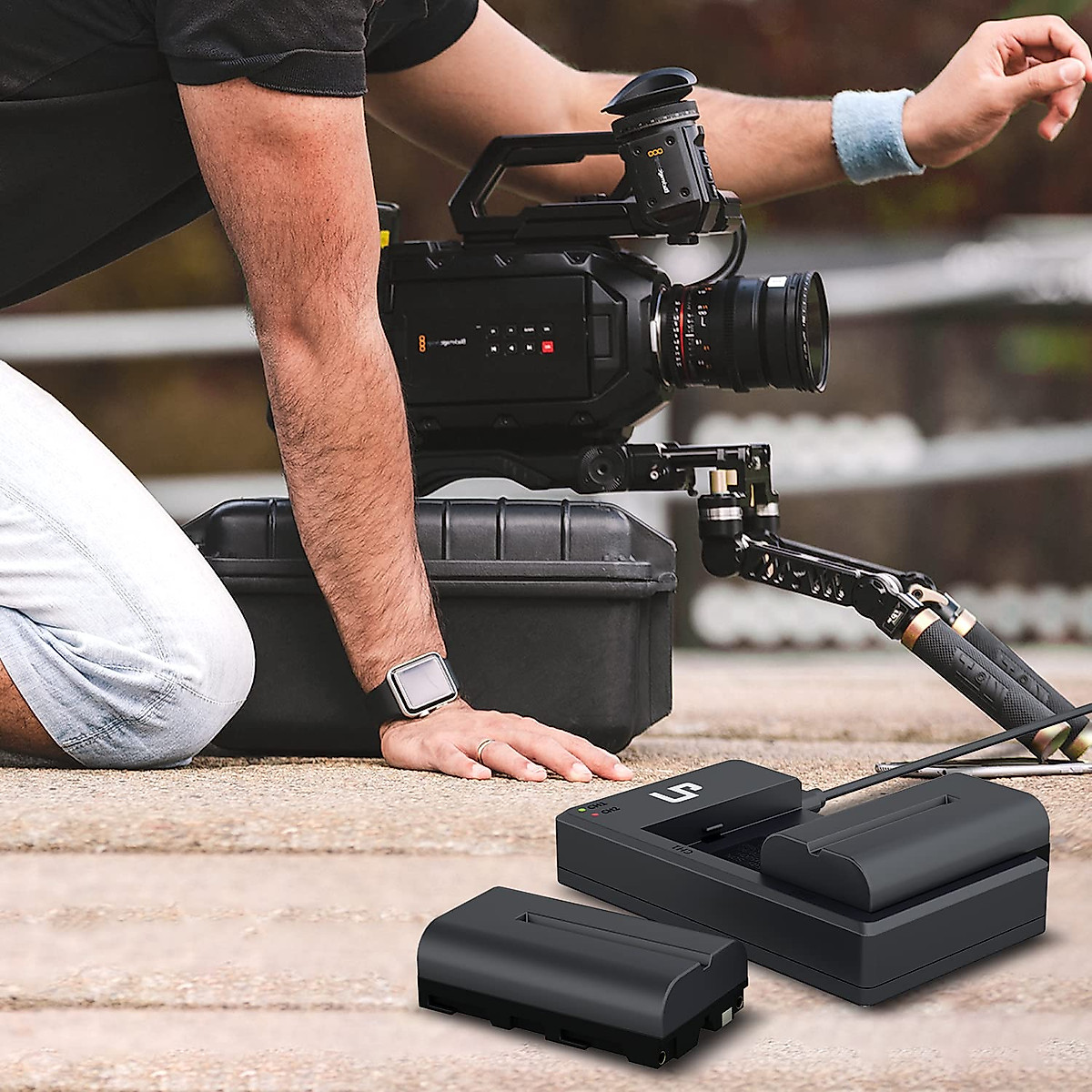 LP NP-F550 Battery Charger Pack, 2-Pack 2900mAh Battery & Dual Slot Charger, Compatible with Sony NP F970, F960, F770, F750, F570, F550, F530, F330, CCD-SC55, TR910, TR917, CN160, CN-216 LED & More