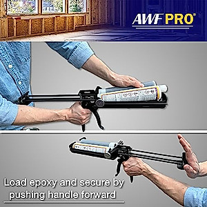 AWF PRO - Dual Cartridge Epoxy Gun. 600 mL / 22 oz, 25:1 Thrust Ratio, Accepts 1:1 and 2:1 Dual Component Mix Cartridges (Epoxy, Acrylic, Urethane). Professional 2 Part Epoxy Gun
