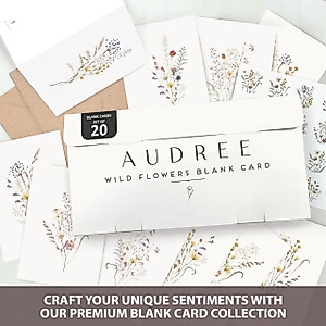 AUDREE 20 Pack Blank Cards and Envelopes 4x6 - Watercolor Wildflowers Blank Greeting Cards with Envelopes and Matching Sticker - Blank Note Cards and Envelopes for All Occasions