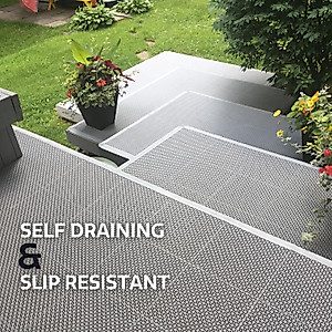 Big Floors DuraGrid Outdoor Modular Deck Tiles, Interlocking, Slip-Resistant, Self-Draining, Durable Plastic Flooring, Easy Install, UV & Water Resistant, Made in USA, 40 Pack, Gray