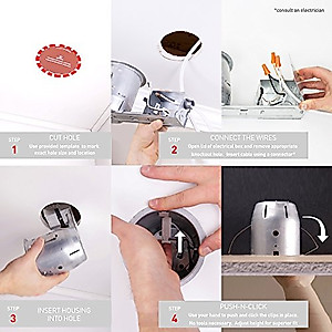 4" Die-Cast Swivel Square Trim Recessed Lighting Kit, Brushed Nickel, Easy Install Push-N-Click Clips, 3.88" Hole Size,90039