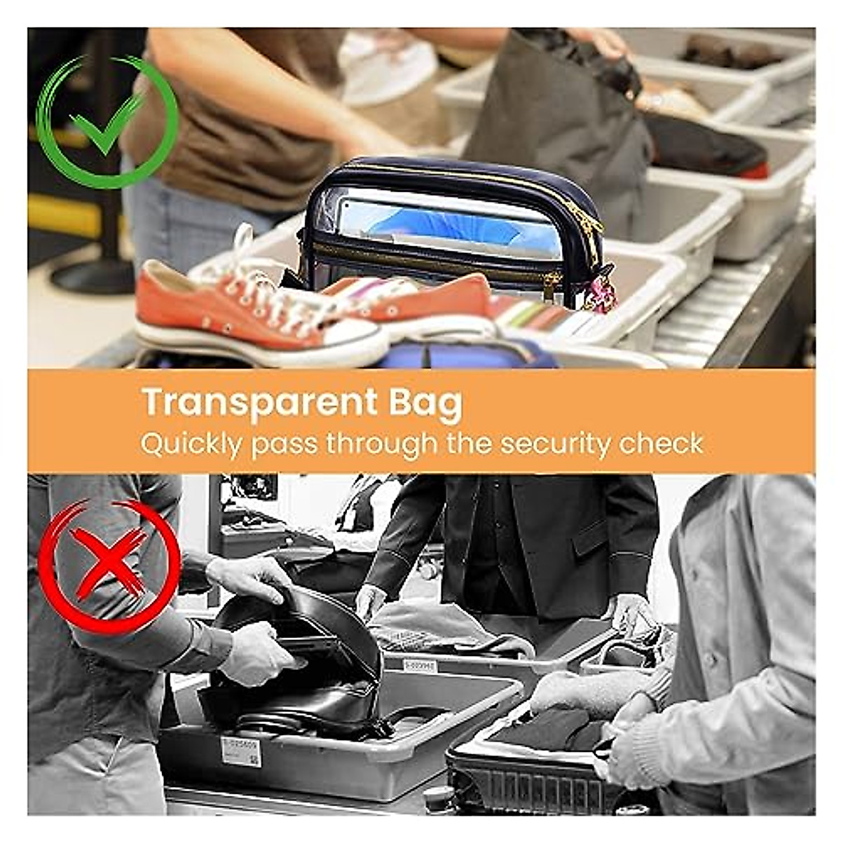 EXQUILEG Clear Bag Stadium Approved - Clear Crossbody Bag with Adjustable Strap, Large Clear Purse for Concerts Sports