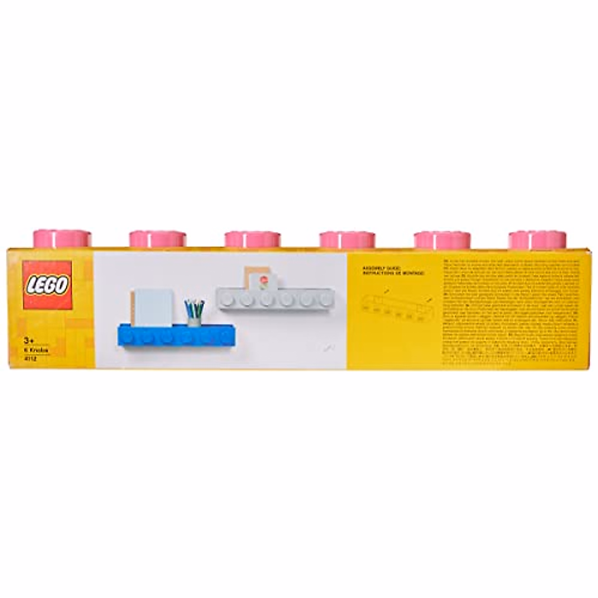 ROOM Copenhagen, Lego Book Rack - Decorative Floating Shelf Storage - Pink