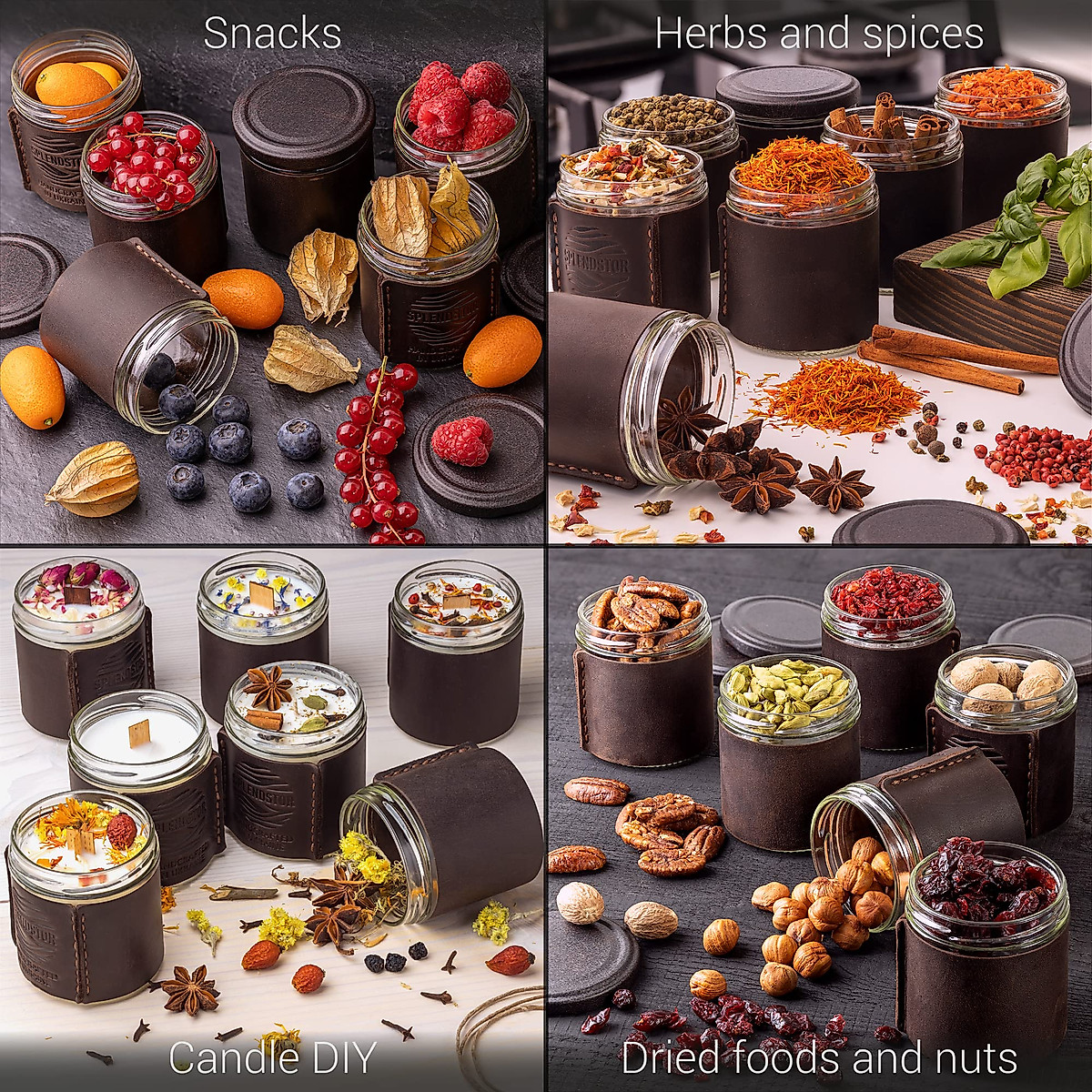 Authentic Glass Storage Jars, 165ml, 3 Pack Air Tight Glass Containers, Durable Metal Lids, UV Blocking and Airproof Jar to Keep Herbs and Spices