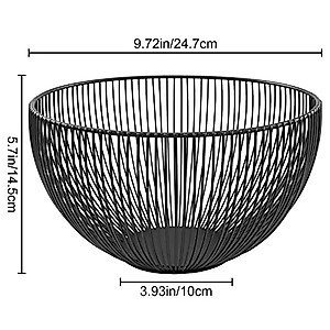 Glory to you Fruit Bowls for Kitchen Counter, Metal Wire Fruit Basket, Black Round Holder Storage for Vegetable Snack Bread Serving Candy Table Dining
