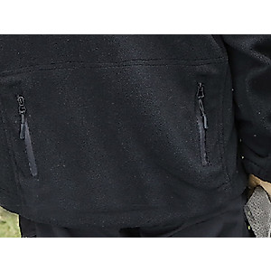 sandbank Men's Tactical Fleece Jacket Warm Winter Sport Outdoor Hooded Combat Military Jacket Coat(US M,Black)