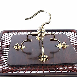 Retro Drawer Style Handmade Dark Red Hanging Type Wood Birdcage Bird Cage Lovebird House with Drawer, Suitable for Family Pet Bird Breeding