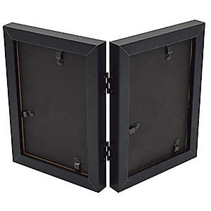 Golden State Art, 4x6 Double Picture Frame Vertical Hinged Photo Frame 2 Opening Folding Family Frames Collage, with Real Glass (4x6, Black, 1-Pack)