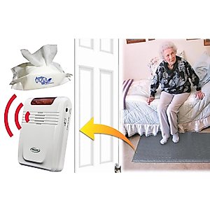 Smart Caregiver Economy Cordless Fall Monitor and Cordless Floor Mat Sensor Bundle with Pouch of 30 Cleaning Wipes