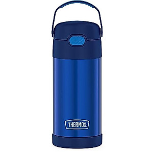 THERMOS FUNTAINER 12 Ounce Stainless Steel Vacuum Insulated Kids Straw Bottle, Blue
