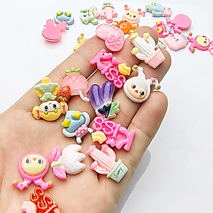 LibiIine 100pcs Mix Lots Flatback Resin Buttons Flat Back Scrapbooking Resin Flatback Craft