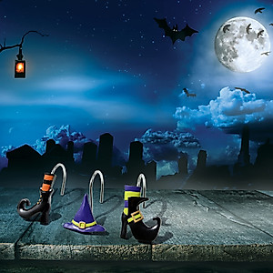 YoKii Halloween Shower Curtain Hooks Witch Hats and Shoes Halloween Bathroom Decoration Accessories Hollows Eve Nightmare Gothic Decorative Shower Rings Set of 12 Metal Rustproof (12PCS)