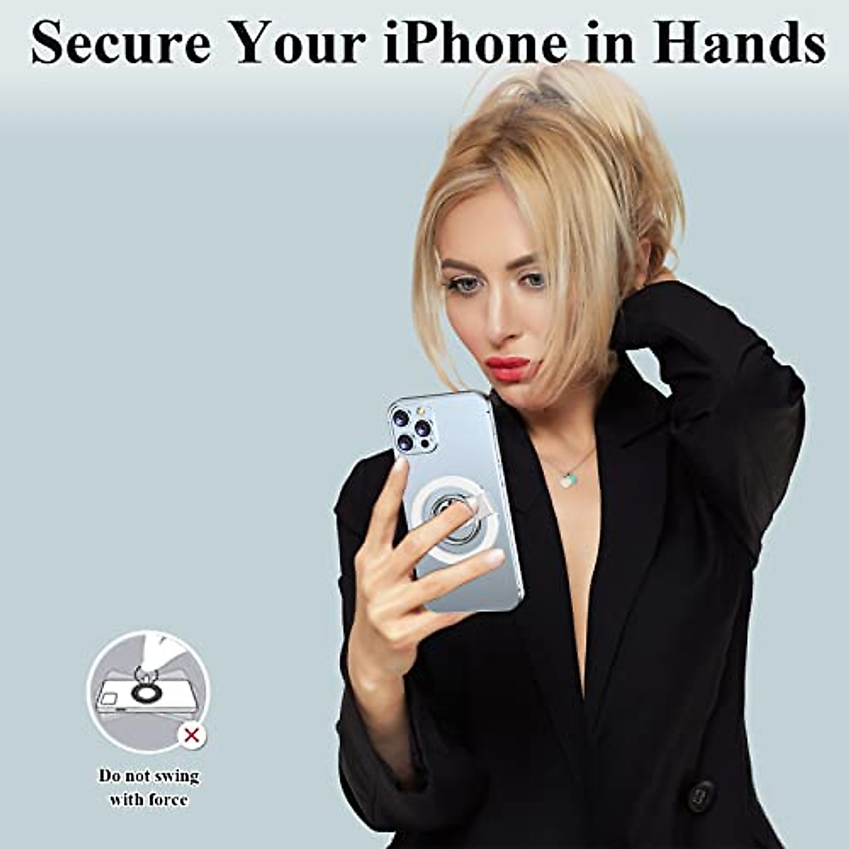 LDSXAY Universal MagSafe Ring 2 Pack + Magnetic Ring Holder, Magnetic Phone Grip for MagSafe Accessories 360° Adjustable Kickstand for iPhone 13 12 Pro Max/Pro/Mini - White