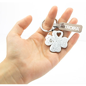 TROIKA Girls Best Friends "Clover" – KR9-30/CH – Keyring – Made with Swarovski® Elements – cast Metal– Shiny – Chrome Plated – Silver – TROIKA-Original