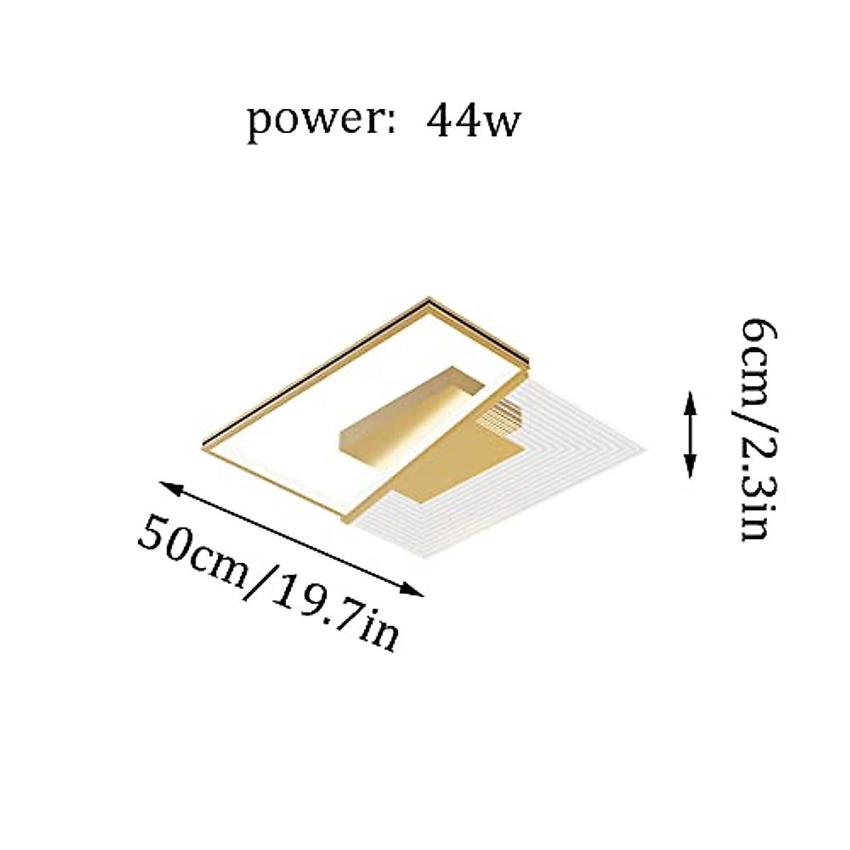 MayNuo Simple Style Led 3 Color Temperatures Dimmable Flush Mount Ceiling Light,Gold Square Lighting Fixtures,Contemporary Art Modeling Ceiling Lamp,for Bar, Living Room Ceiling Light/50Cm