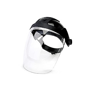 Sellstrom Face Shield - Single Crown Full Safety Mask for Men & Women - Clear Polycarbonate - Ratchet Headgear - S32010