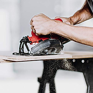 SKIL PWR CORE 12 Brushless 12V Compact 5-1/2 Inch Circular Saw, Includes 4.0Ah Lithium Battery and PWR JUMP Charger - CR541802, Red