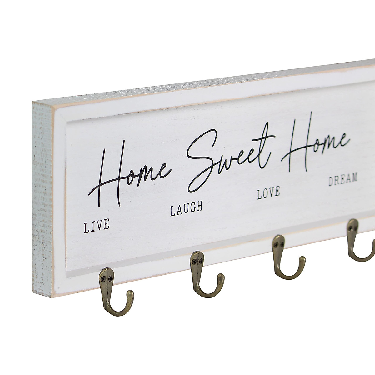 Windy Hill Collection 15" x 8" x 2" Home Sweet Home White 4 Hooks Holder Rack Wall Mounted Sign 107140