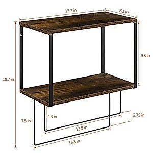 Bathroom Towel Shelf with Towel Bar Wall Mount Towel Rack with Shelves for Bathroom 2 Tier Wood Towel Shelf Organizer for Kitchen Entryway Living Room Bedroom Brown