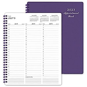 2023 Weekly Appointment Book & Planner - 2023 Daily Hourly Planner with Twin-Wire Binding, 8" x 10", Appointment Book from January 2023- December 2023, Hourly Interval, Lay - Flat, Round Corner, Thick Paper - Purple
