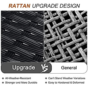 KHOLH 3 Pieces Patio Furniture Set Modern Bistro Set Outdoor Rattan Porch Chair Conversation Sets with Coffee Table