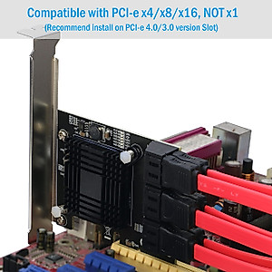 PCIe SATA Card [6 Ports], RIITOP PCIe x4 to 6 Port SATA 3.0 6Gbps Expansion Controller Adapter