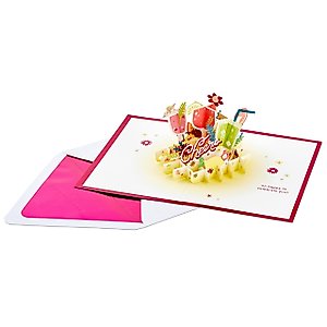 Hallmark Signature Paper Wonder Pop Up Card for Graduation or Birthday (Here's to You, Tropical Drink)