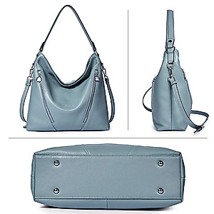 BOSTANTEN Women Leather Handbag Designer Large Hobo Purses Shoulder Bags Blue and RFID Blocking Zip Around Credit Card Holder Phone Clutch Wristlet