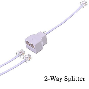 Phone Line Splitter,Telephone Splitter,with RJ11 6P4C Plugs, Suitable for Telephone, Fax Machine, 2 Pack White