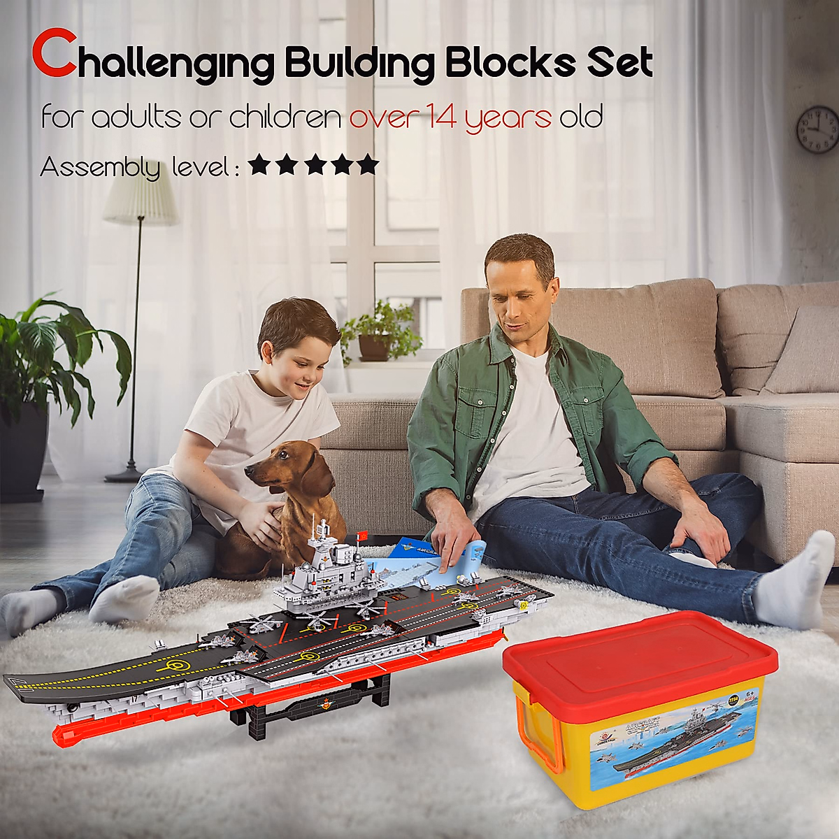 2234 Pieces Aircraft Carrier Building Blocks with Storage Box, 38x 7.7x10.5 Inch Stress Release Large Construction Military Warship Battleship Blocks Toys for Adults and Kids 14 Years and Up