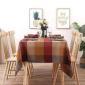 Rectangle Tablecloth, Red Tablecloth for Rectangle Tables 60 x 84 Waterproof Table Cover Spill Proof Wrinkle Resistant Table Protector for Outdoor and Kitchen Dining Room(60"x84",6-8 Seats,Red)-M