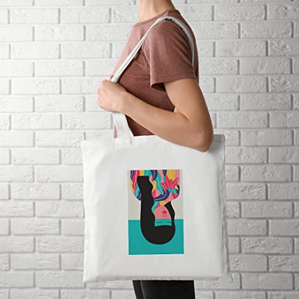 SWIMMING OF TEARS DESIGN, Reusable Tote Bag, Lightweight Grocery Shopping Cloth Bag, 13” x 14” with 20” Handles