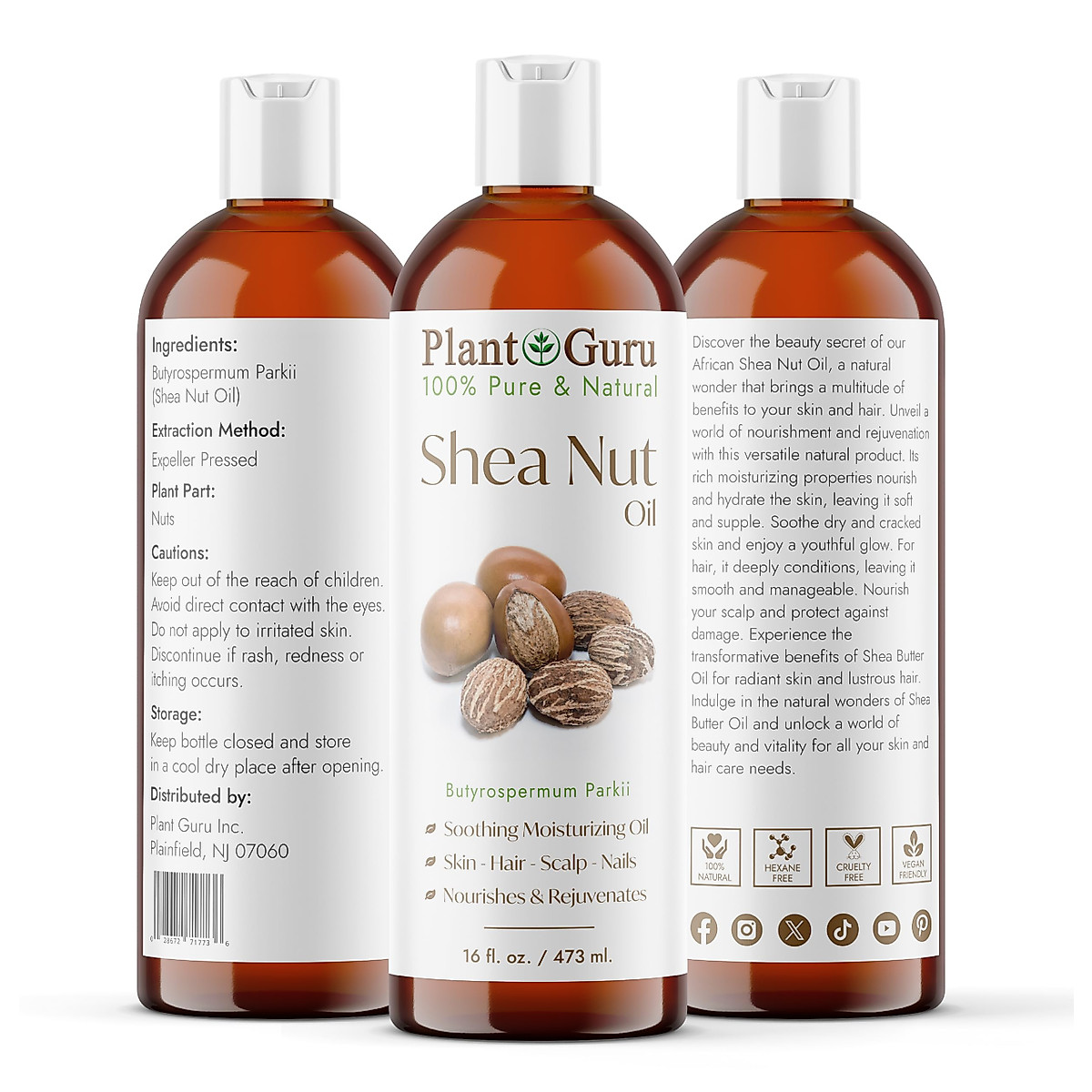 African Shea Nut Butter Oil 16 fl. oz. 100% Pure Natural Skin, Face, Hair Growth And Moisturizer. DIY Body Butters, Lotions, Creams, Lip Balm And Soap Making.