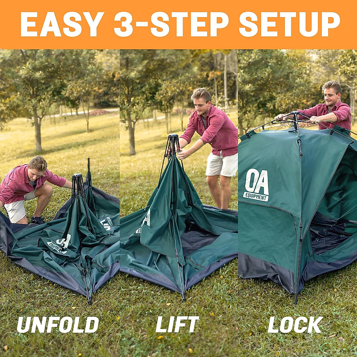 Pop Up Tent 2/3 Person Instant Camping Tent - Quick Setup Small Tent for Camping - Easy Set Up Fully Waterproof with Double Wall & Taped Seams