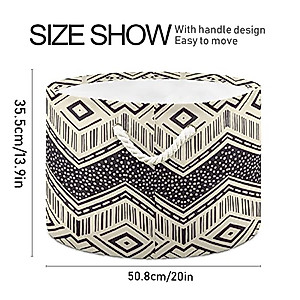 ALAZA Geometric Ethnic Striped Pattern Gypsy Mexican Folk Storage Basket Gift Baskets Large Collapsible Laundry Hamper with Handle, 20x20x14 in