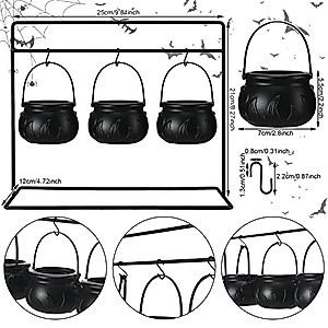 Sosation 19 Pcs Halloween Witches Cauldron Serving Bowls Decor Set 1 Pcs Mini Witches Cauldron Serving Bowls Shelf 9 Pcs Black Candy Bowl Witches Cauldron Serving Bowls and 9 Pcs Mini Black Pothook